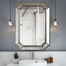 Framed Octagon Silver Wall Mirror - Miss City Style
