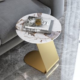 Lux/Glam Modern Italian Style Sintered Stone Top Side Table