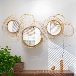 Golden Overlapping Rings Wall Mirror Set - Miss City Style