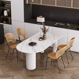 Modern Italian Style Roman Column Three Legs Oval Sintered Stone Dining ...