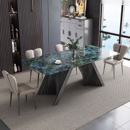Luxury Rhombus Legs Colourful Crystal Stone Dining Table 6/8/10 Seat
