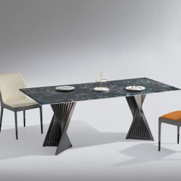 Luxury Rhombus Legs Colourful Crystal Stone Dining Table 6/8/10 Seat