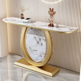 New Chinese Style Metal and Stone Console Table