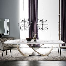 Modern Italian Style Metal Infinity Base with Sintered Stone Top Dining ...