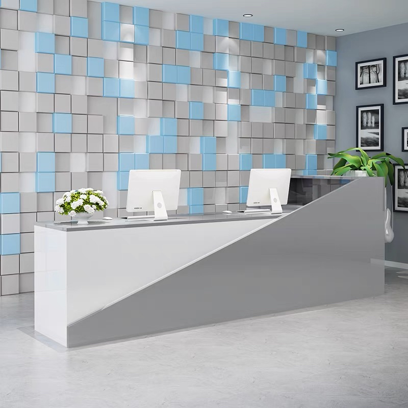 Modern Linear Shape double Color Front/Reception Desk Customisable ...